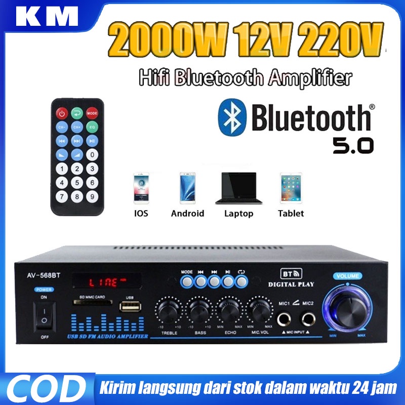 Jual 220V 2000W Bluetooth Amplifier for speakers 2.0 Channel Audio ...