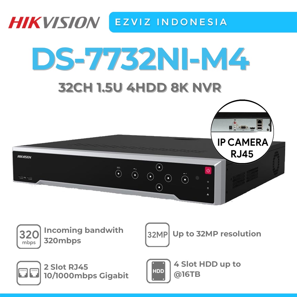 Jual HIKVISION DS-7732NI-M4 32CH 1.5U 4HDD 8K 2XRJ45 GIGABIT NVR UP TO 32MP | Shopee Indonesia