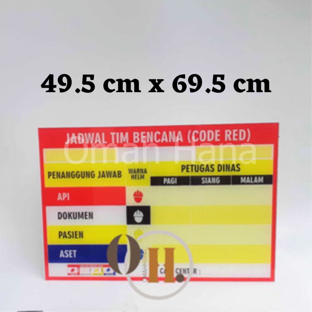 Jual Akrilik Code Red Jadwal Tim Bencana- Papan Siaga Bencana - Papan ...