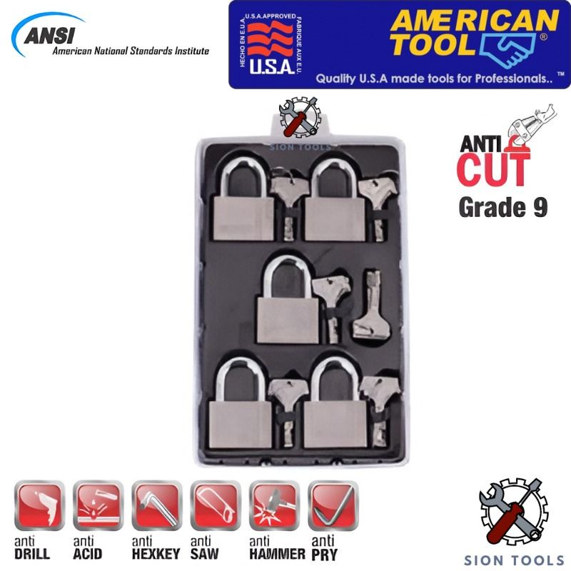 Jual AMERICAN SECURE GEMBOK MASTER KEY 50 60 MM X 5 PCS (5 IN 1) GEMBOK ...