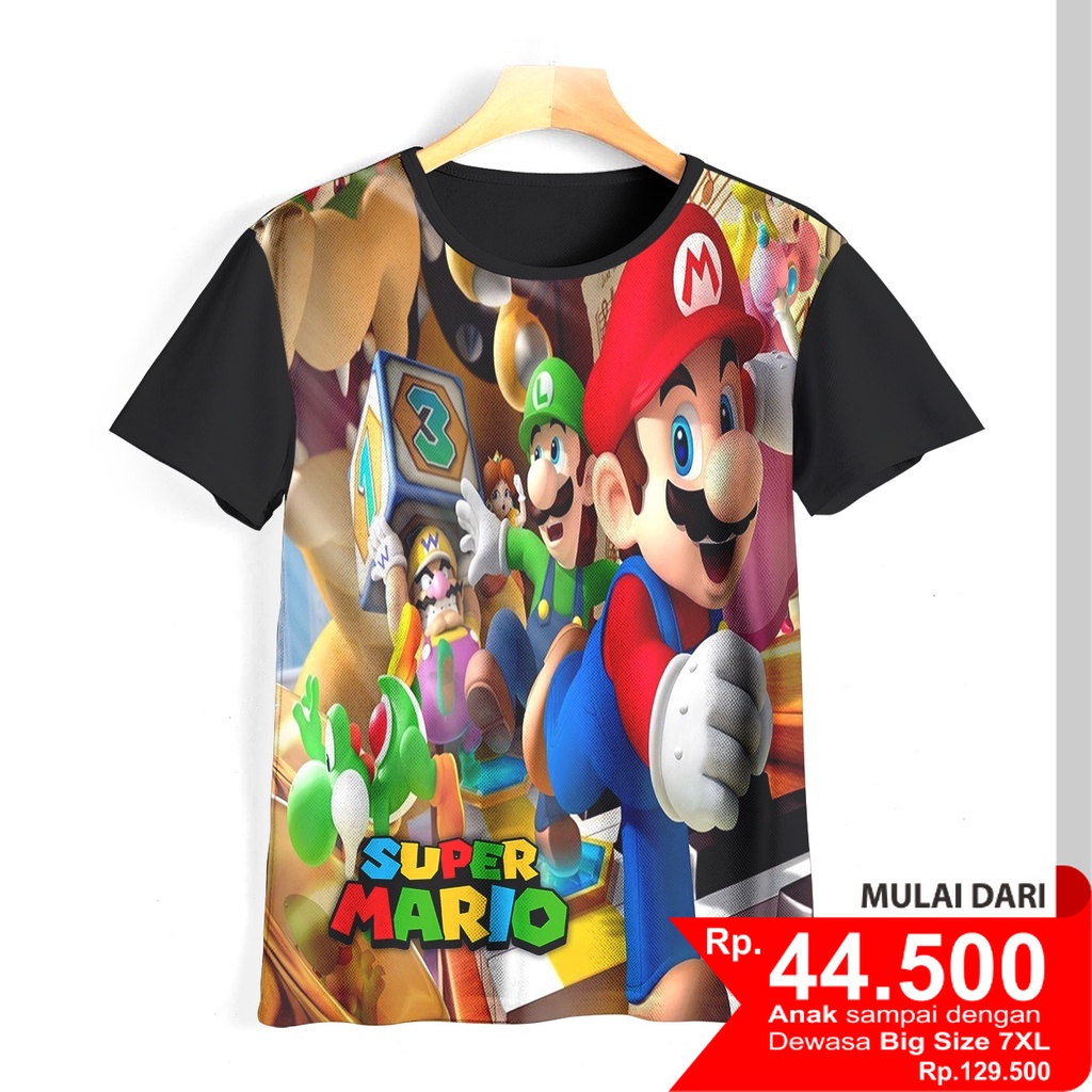 Jual Kaos Anak super mario s8d7 3D Baju Anak Game super mario s8d7 3D ...