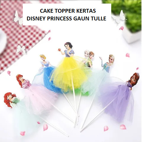 Jual CAKE TOPPER KERTAS DISNEY PRINCESS GAUN TULLE FROZEN AURORA ...