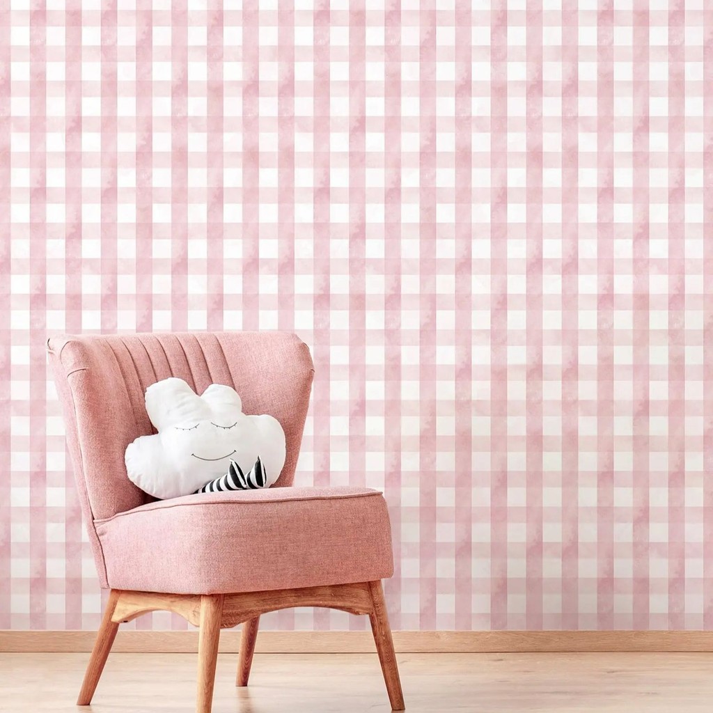 Jual Pink Gingham Wallpaper , Peel and Stick Wallpaper Decoration For ...