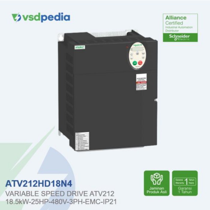 Jual MOS99 SCHNEIDER ATV212 18.5kW 25HP 480V 3P EMC IP21 ATV212HD18N4 ...
