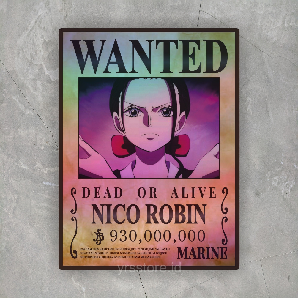 Jual Sticker One Piece Hologram Wanted Nico Robin Ukuran +- 7,4 cm ...