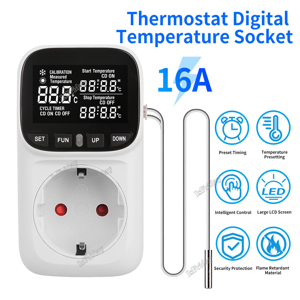 Jual 16A Thermostat Smart Plug Temperature Controller 220V High ...