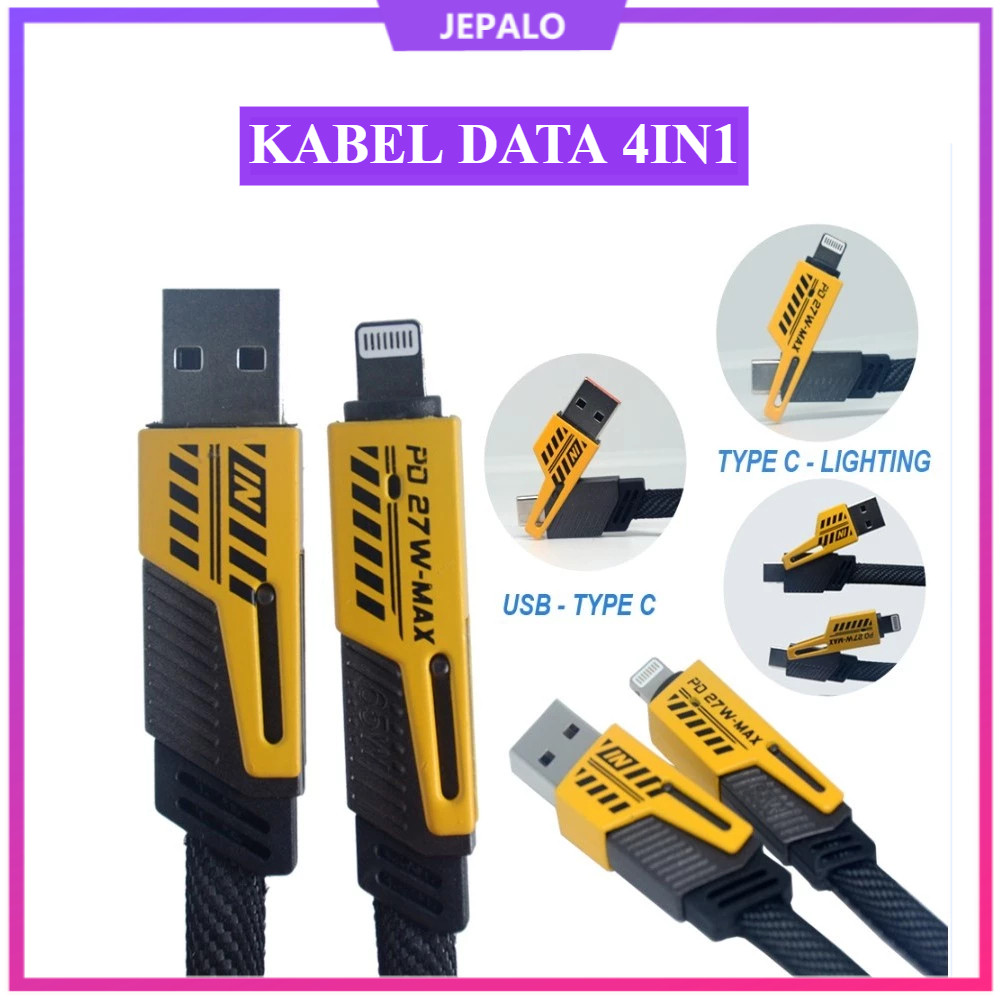 Jual Kabel Data Fast Charging 4 IN 1 USB Type A Type C iOS Multiple ...