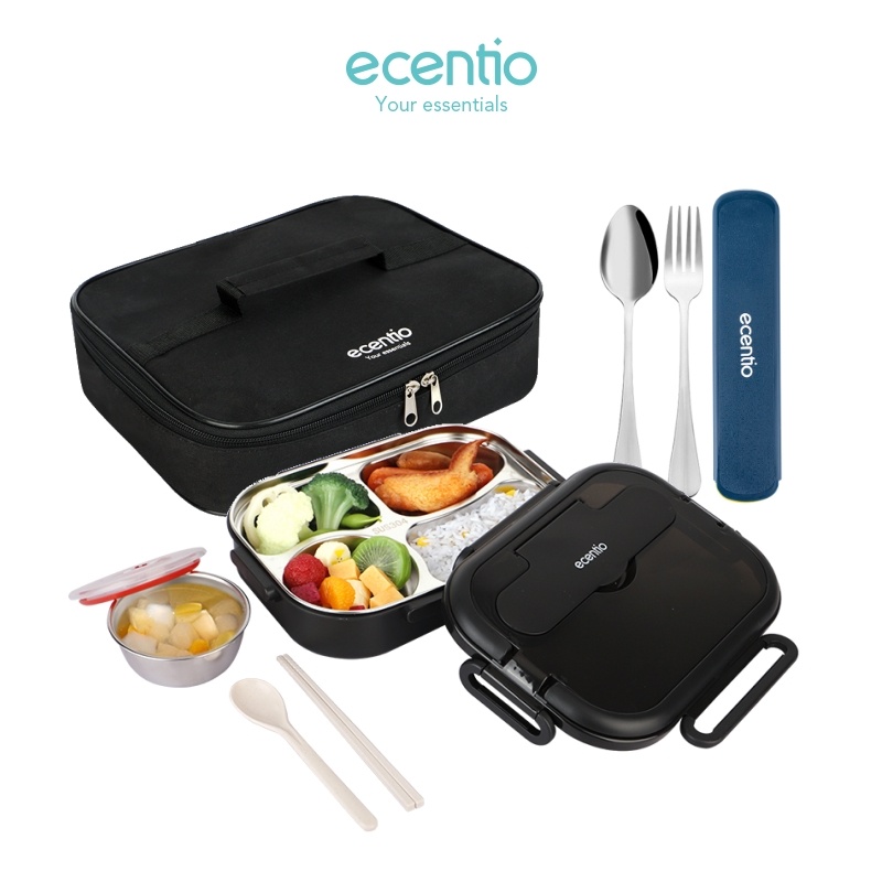 Jual ecentio lunch box 1000ml stainless 304 sekat 4 dan anti tumpah ...