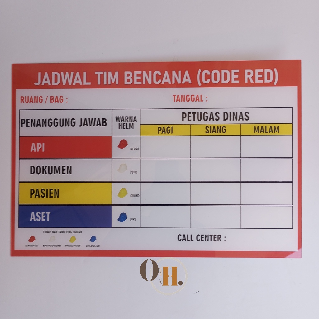 Jual DE223 Akrilik Code Red Jadwal Tim Bencana Eco - Papan Siaga Bencana Mini - Papan Red Code ...