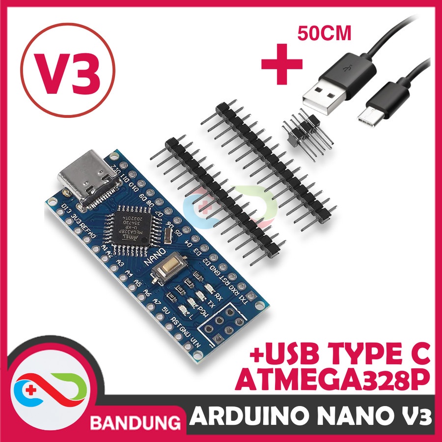 Jual Arduino Nano V3 0 Atmega328 Type C Plus Kabel Shopee Indonesia