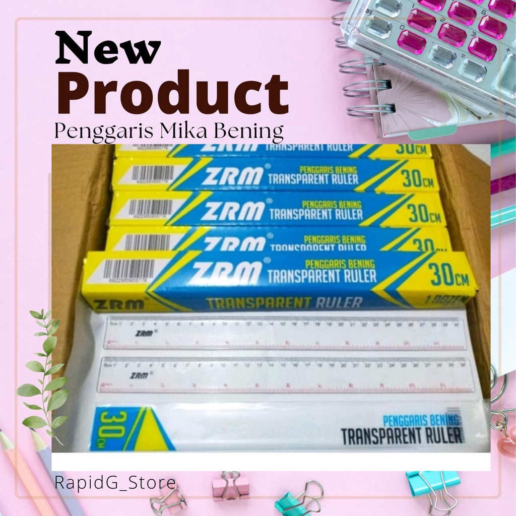 Jual Penggaris Mistar Mika Panjang 30 Cm Tebal 1 Pack Isi 12 Pcs ...