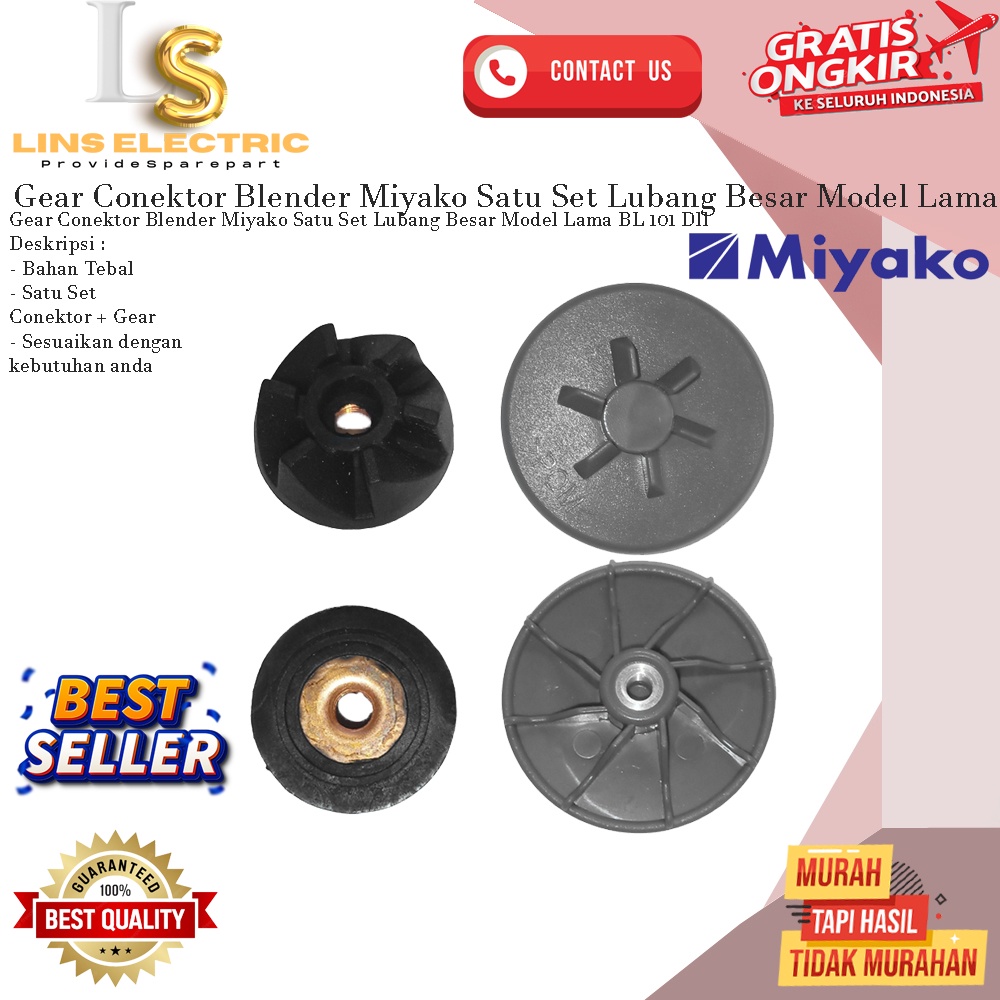 Jual Gear Conektor Blender Miyako Satu Set Lubang Besar Model Lama BL ...