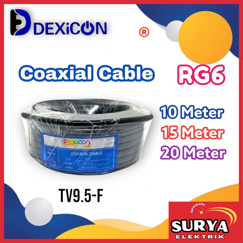 Jual Kabel Antena TV DEXICON Antenna RG6 Coaxial Cable 10 / 15 / 20 Full Meter | Shopee Indonesia