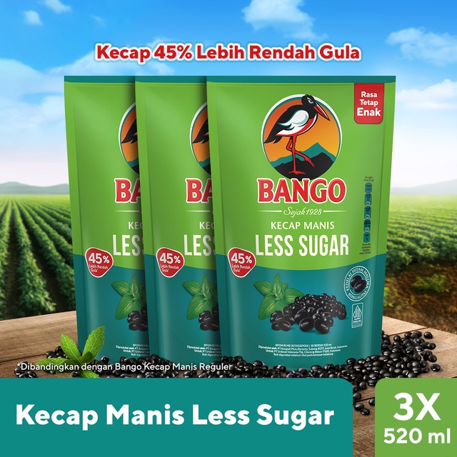 Jual BANGO LESS SUGAR 520ML | KECAP RENDAH GULA x3pack | Shopee Indonesia