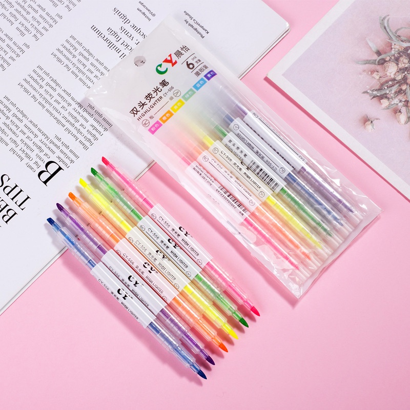 Jual 1 set 6 buah Pulpen Stabilo Dua Warna Penanda Pensil Pulpen ...