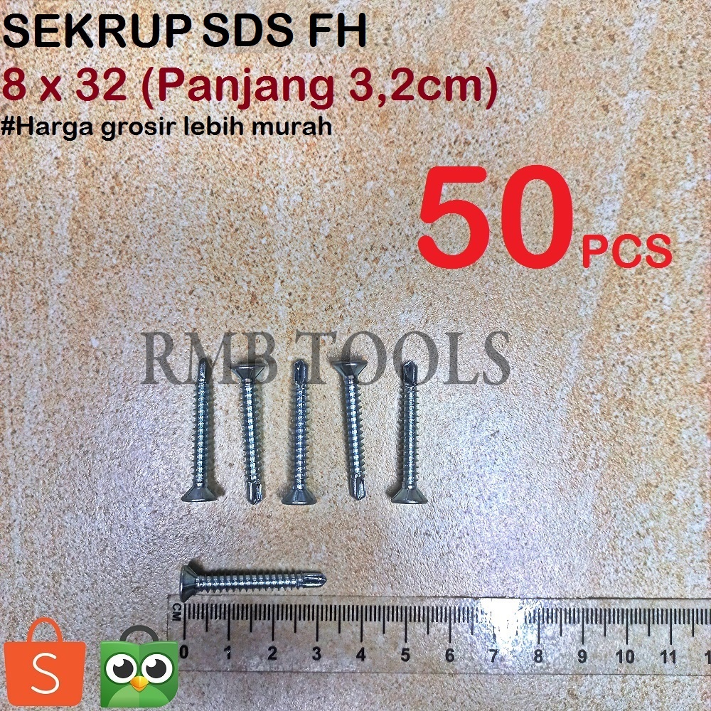 Jual x50pcs 8x32 SEKRUP GRC SDS KALSIBOARD LIST PLANG GRC / ROOFING ...