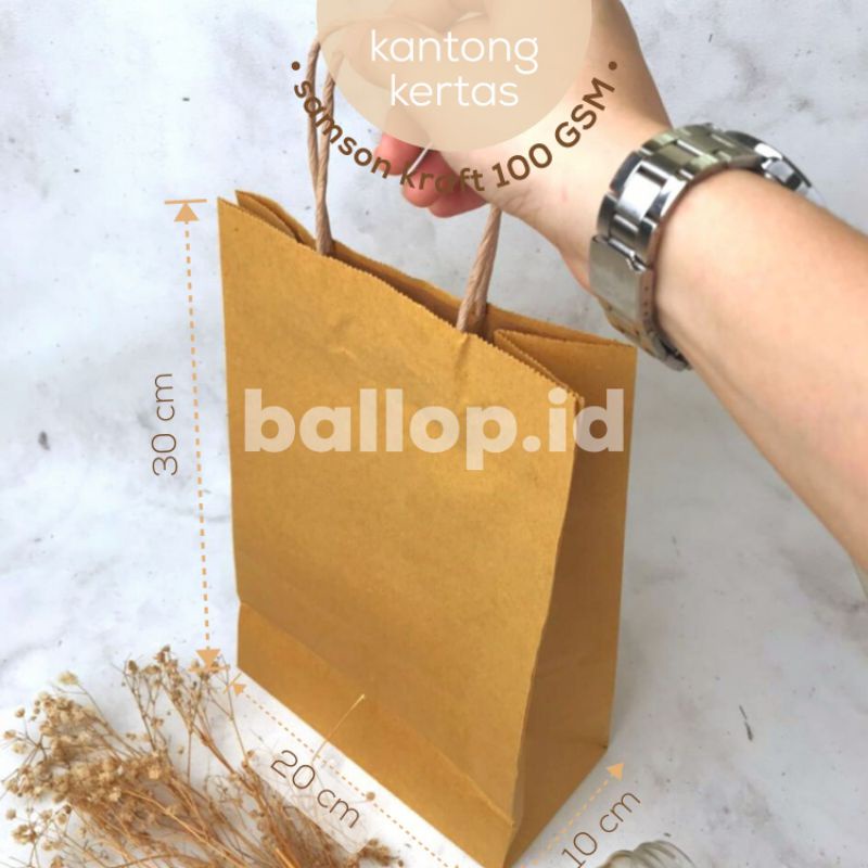 Jual SOS Paper Bag Tali 20 10 30 CM Tas Karton Roti Kue Coklat Samson ...