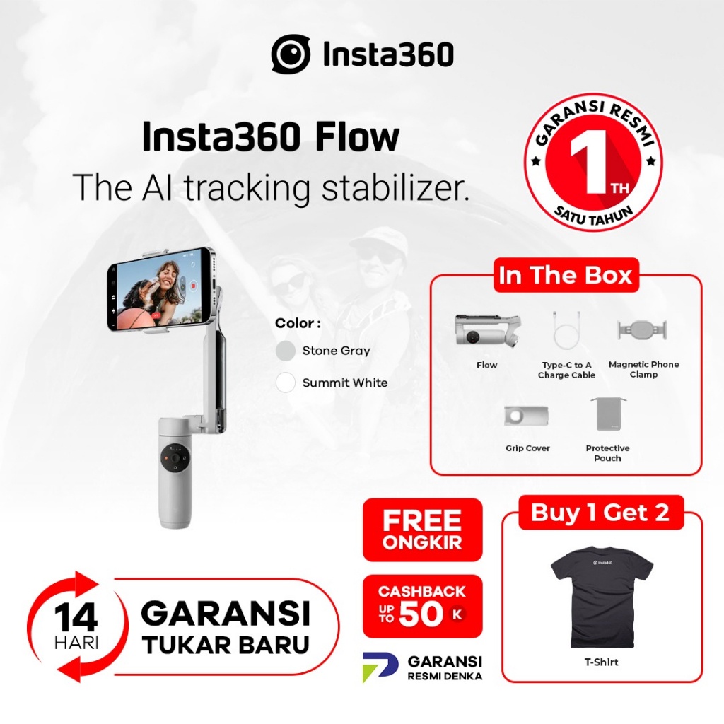 Jual Insta360 Flow Smartphone AI Auto Tracking Gimbal Stabilizer Insta 360 - Garansi Resmi 1 ...