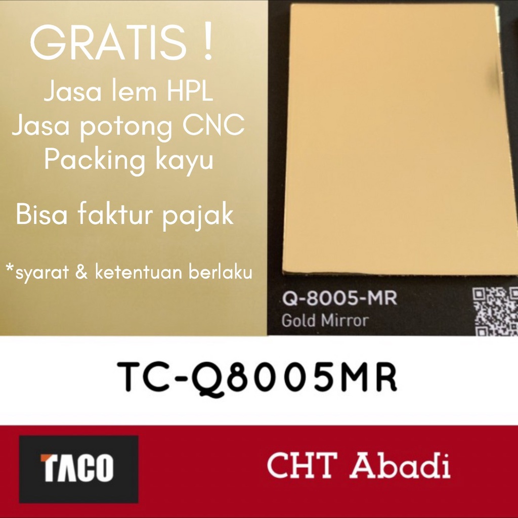 Jual TACO HPL Gold Mirror Q 8005 MR - TIERO SERIES (HARGA BELUM ...