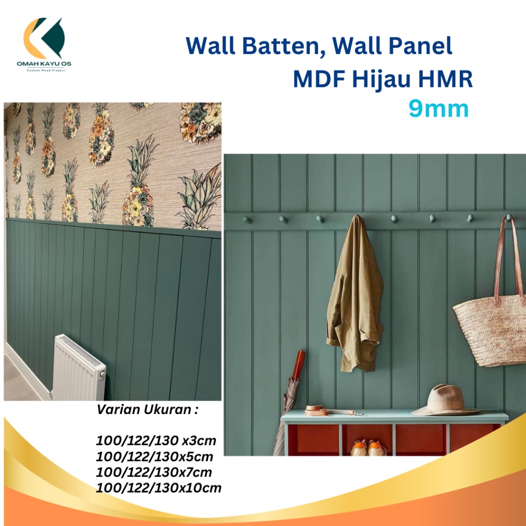 Jual Wall Batten / Wall Panel / Dekorasi dinding / Wall Dekor / Papan MDF 9mm / MDF Hijau / MDF ...