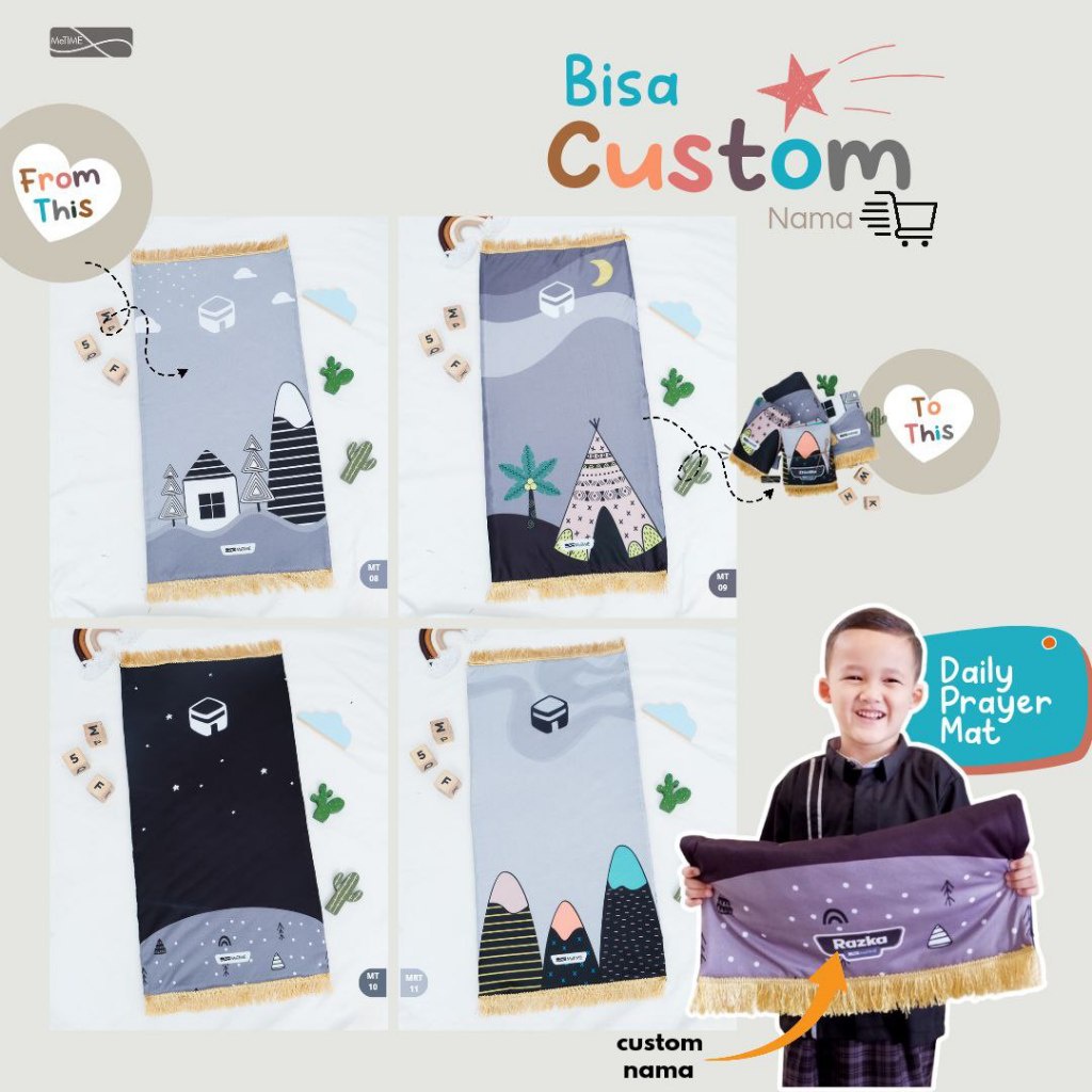Jual Sajadah Anak Custom Nama MeTime / Sajadah Nama / Sajadah Custom ...