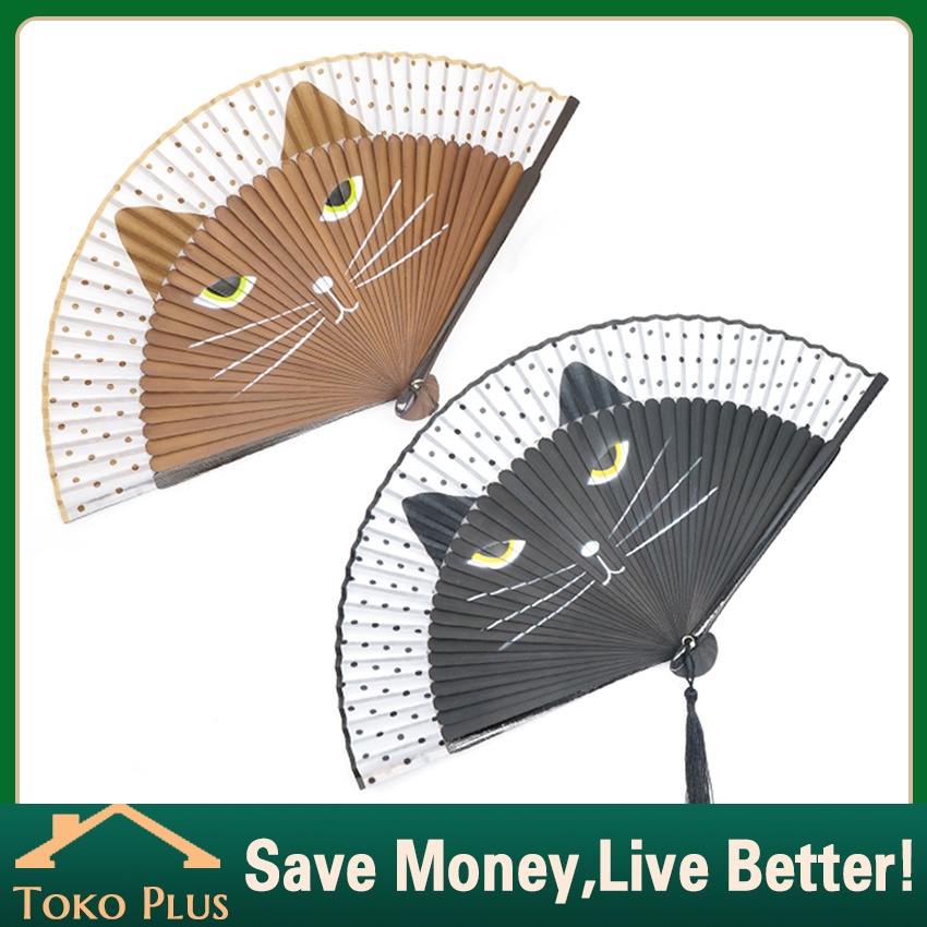 Jual Kipas Tangan Lipat Kain Kucing Lucu Untuk Pertunjukan Tari Kipas ...