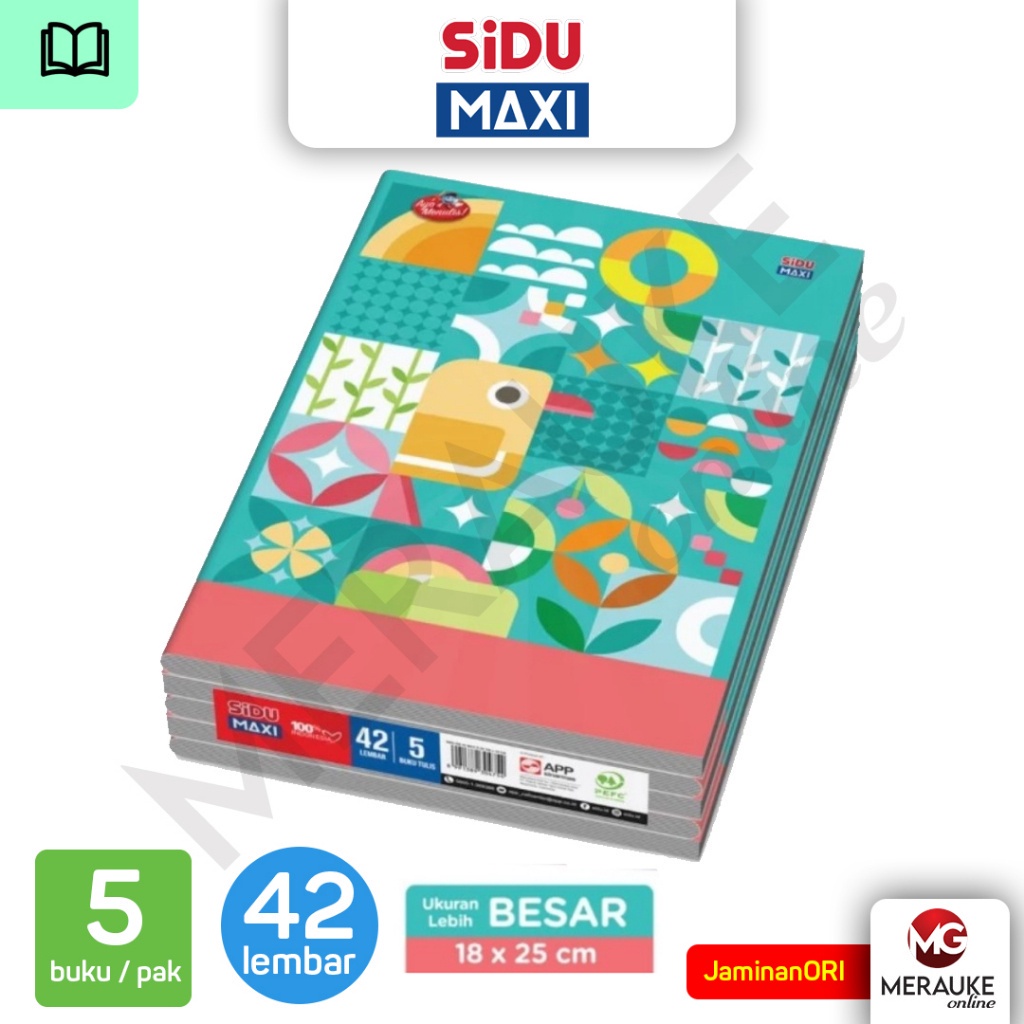 Jual Buku Tulis SiDU Maxi 42 Lembar (1 Pack isi 5 Buku) | Shopee Indonesia