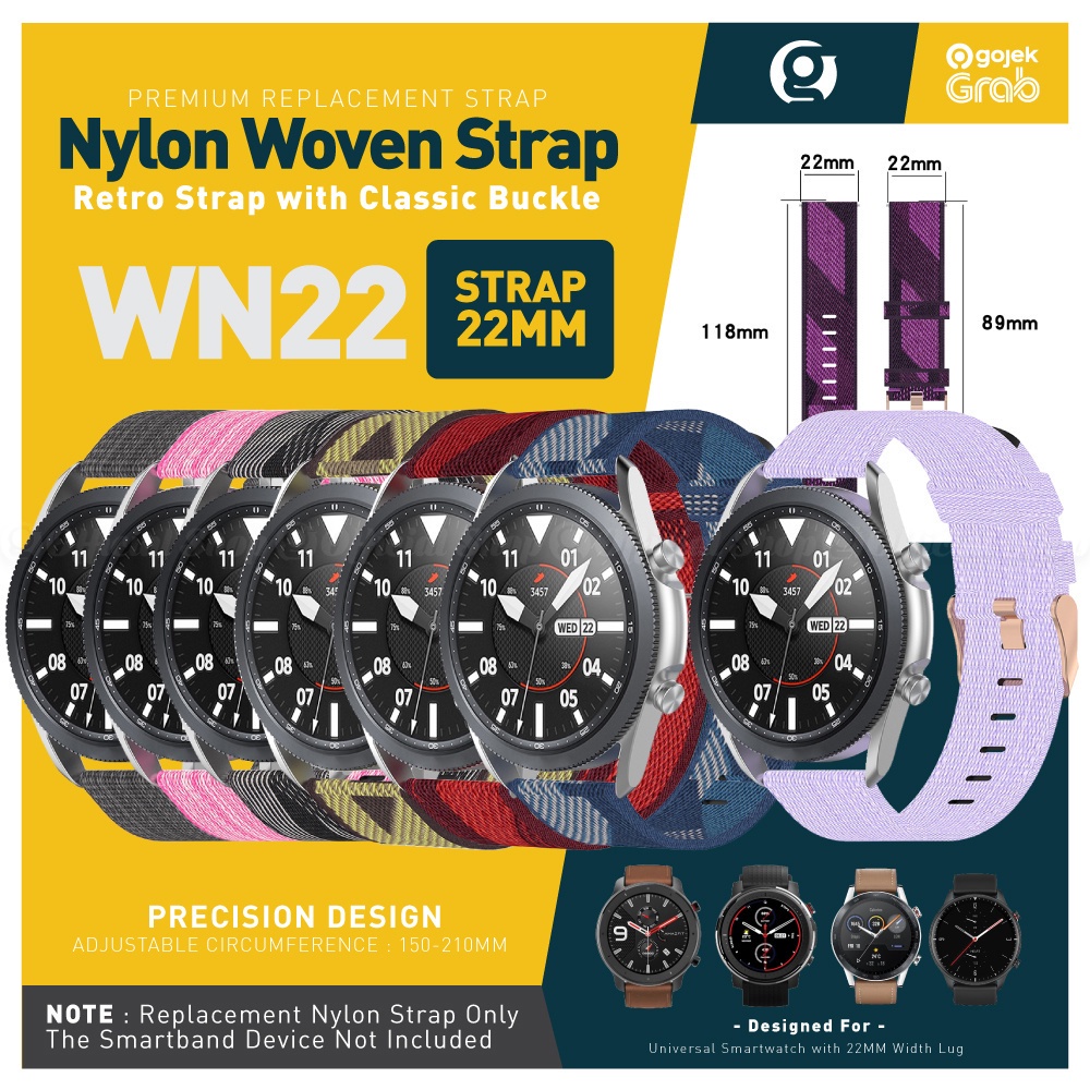 Jual Nilon Strap 22mm for Amazfit BIP 5 / GTR 2 3 4 / Mi S1 / Redmi ...
