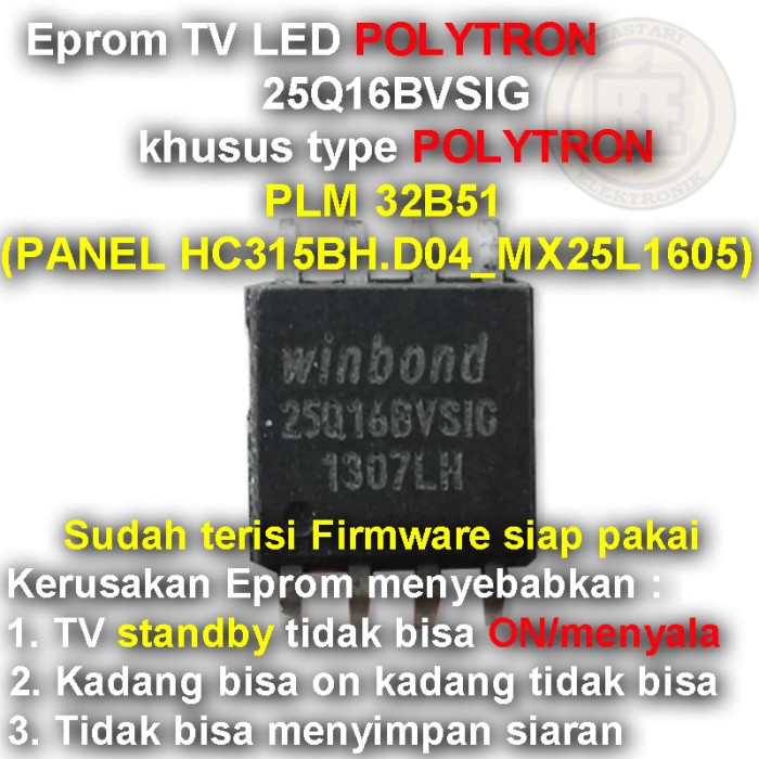 Jual Integrated Circuit Eprom Firmware TV POLYTRON PLM 32B51 IC PART ...