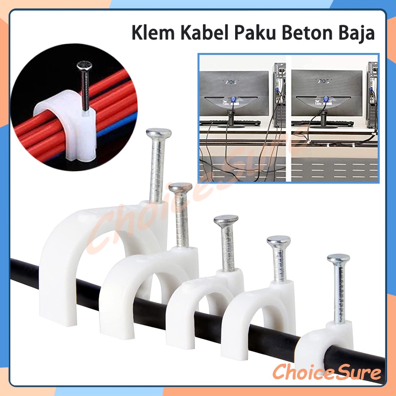 Jual Klem Kabel Paku Beton Baja / Klem Kabel Listrik Plastik Putih Paku ...