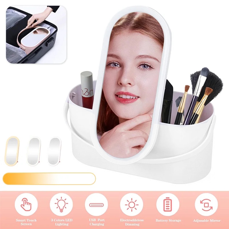 Jual Cermin Lampu LED Makeup Travel Box Make Up Meja Dengan Lampu ...