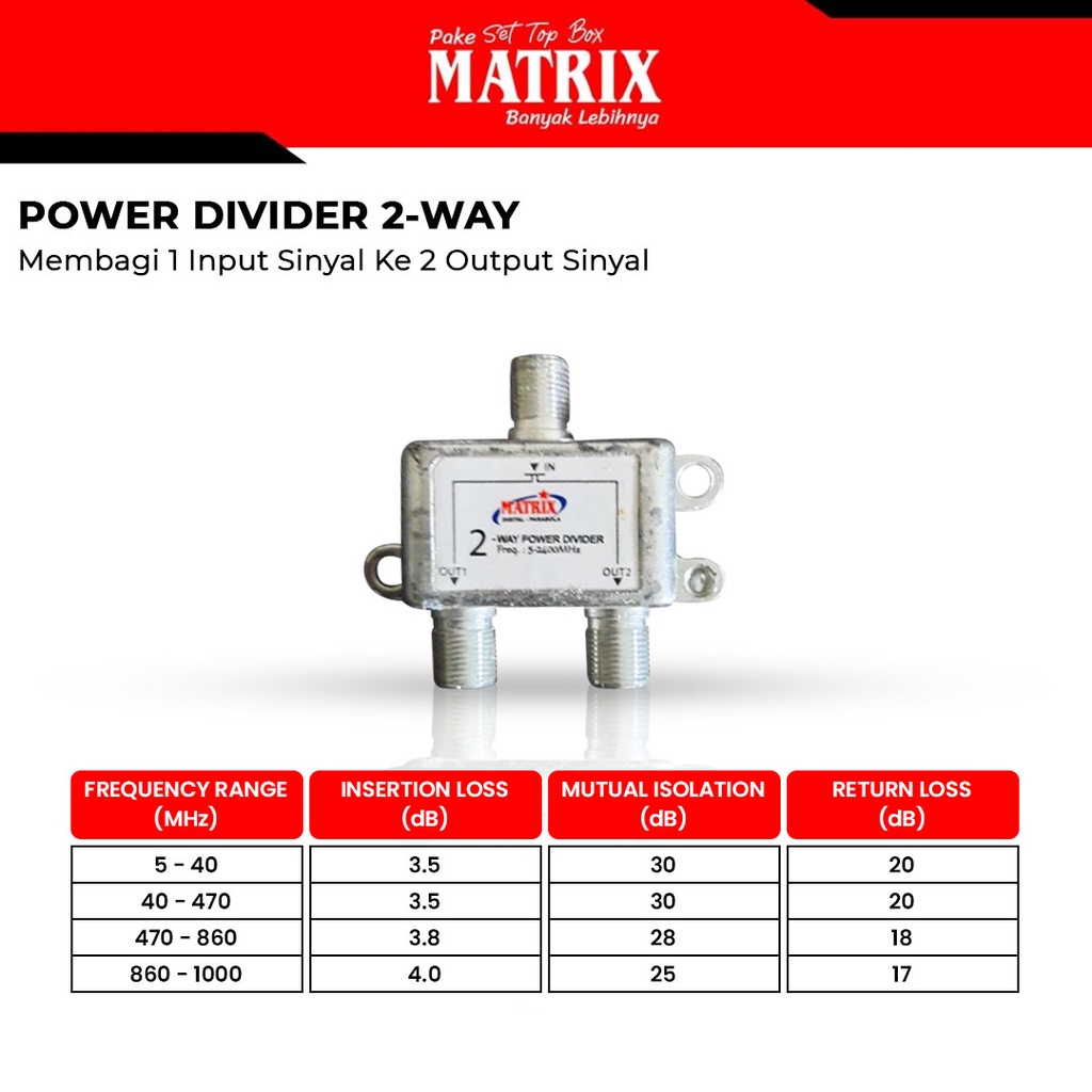 Jual MATRIX - Power Divider 2 Way | Shopee Indonesia