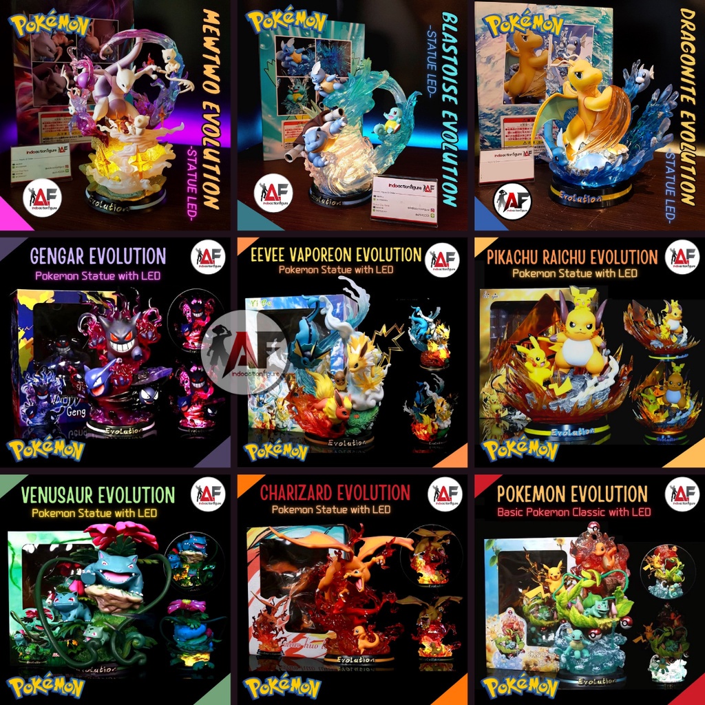 Jual Statue Pokemon Evolution Series Mewtwo, Pikachu, Blastoise ...
