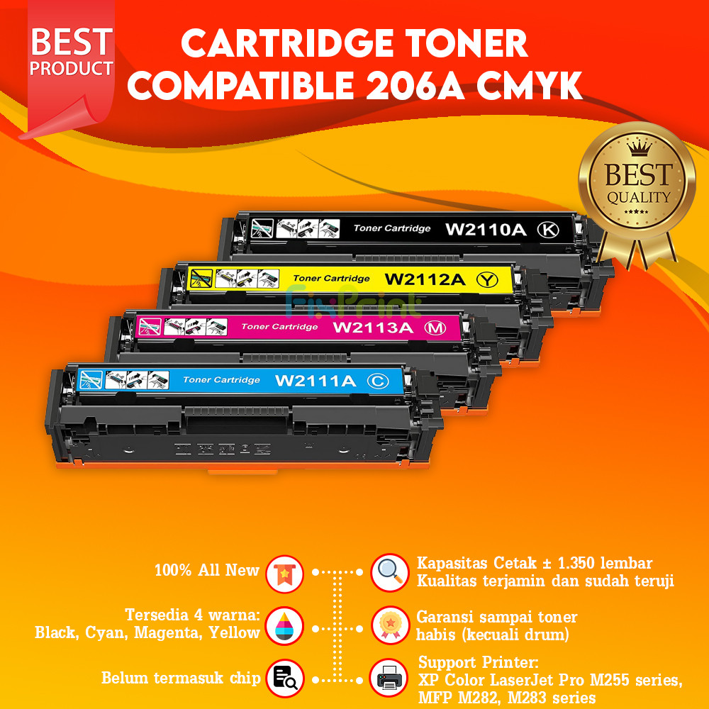 Jual Cartridge Toner Compatible 206A Color W2110A W2111A W2112A W2113A ...