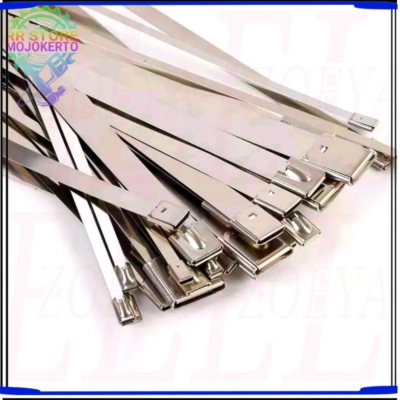 Jual Stainless 10pcs Cable Ties ikat besi Kabel Tis Steel Metal Tie ...