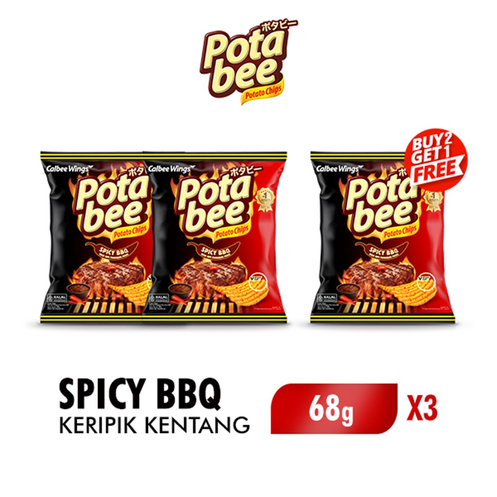 Jual [Buy 2 Get 1] Potabee Sapi Panggang Pedas (Spicy BBQ) 68g | Shopee ...