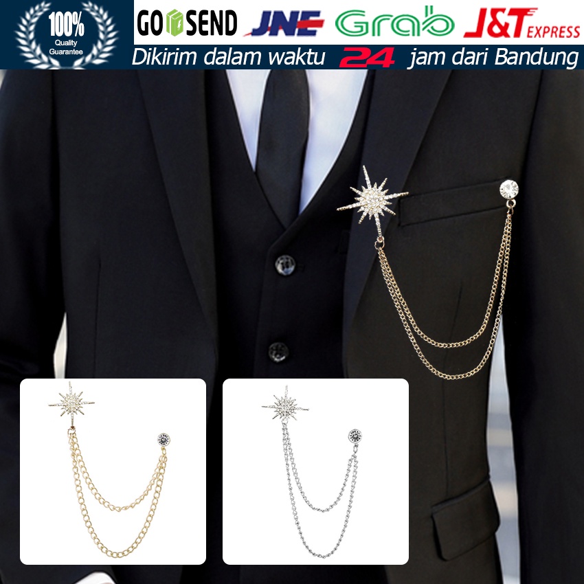 Jual Fashion Bros Pin Rantai Rumbai Desain Bintang Snowflake Untuk Pria ...