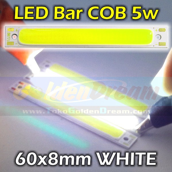 Jual PUTIH - LED Bar COB 5w Strip 60x8mm Lampu Batang Petak Persegi ...