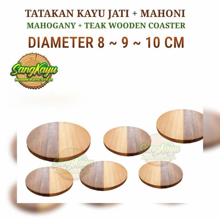 Jual TERMURAH Tatakan gelas kayu unik mix jati mahoni wooden coaster ...