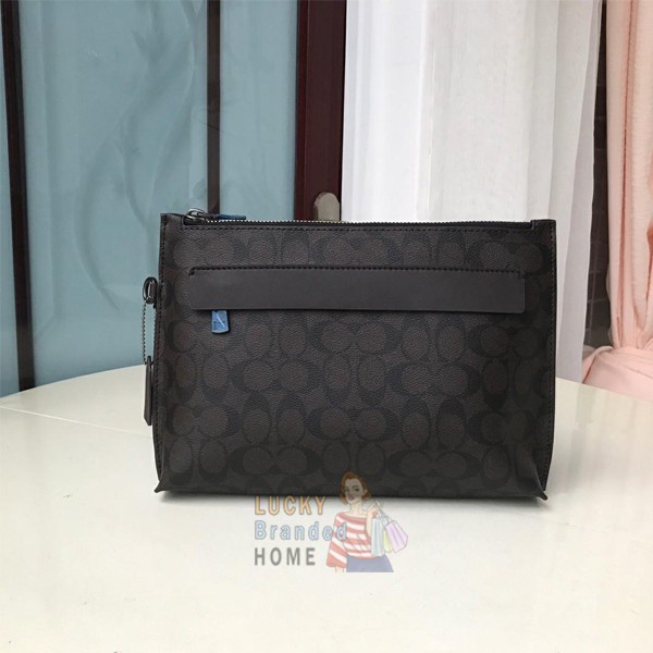Jual Tas Coach Carryall Pouch in Signature Canvas Brown 100% ORIGINAL ...