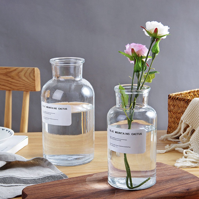 Jual Vas Bunga Botol Kaca Scandinavian Bening 500ml / Vas Aesthetic ...