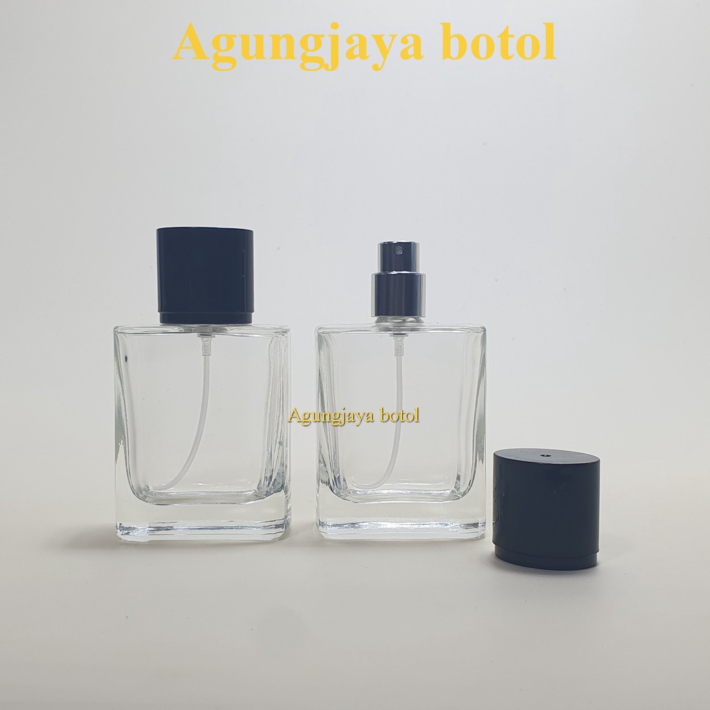 Jual Botol Kaca 50 Ml Petak Screw Cap Black / Botol Parfum / Botol Kaca ...