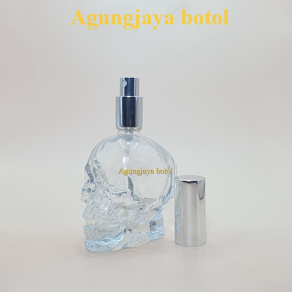 Jual Botol Kaca Kosmetik Skull 120 Ml Tengkorak Clear Original Tutup ...