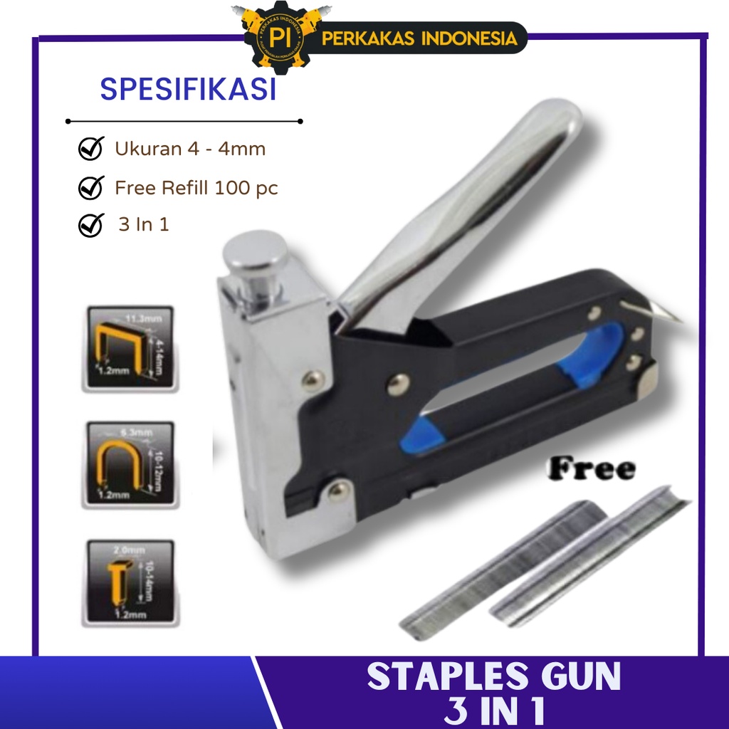Jual Staples Gun Tacker 3 in1 Alat Steples Tembak Hekter Stapler Nail Gun Staple Staples Paku ...