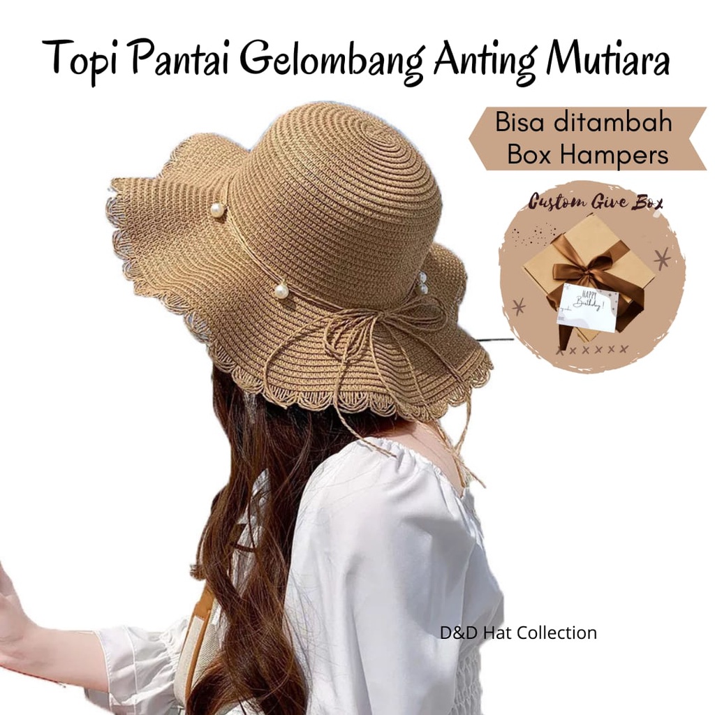 Jual Topi Pantai Gelombang Import Tali Mutiara Topi Wanita | Shopee Indonesia