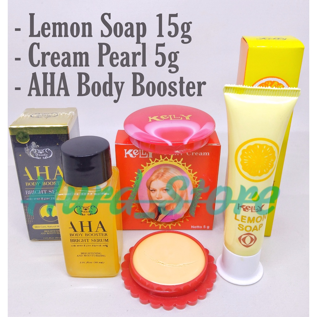 Jual HM Paket 3in1 Kelly Plus AHA Body Booster - Cream Kelly 5g - Lemon soap 15g - AHA Mimi ...