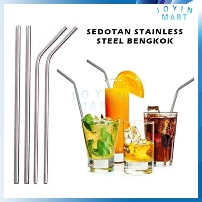Jual 10Pcs Sedotan Stainless Bengkok 21.5cm / Sedotan Stainless Lurus ...