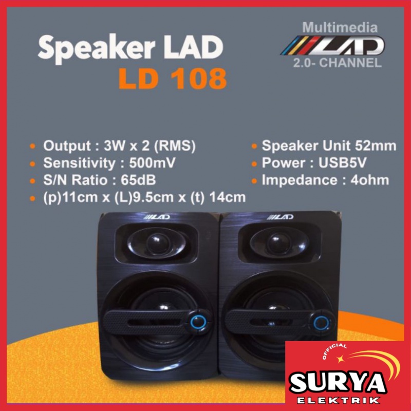 Jual Speaker Komputer / Laptop Desktop LAD LD-108 Multimedia Speaker USB Power | Shopee Indonesia