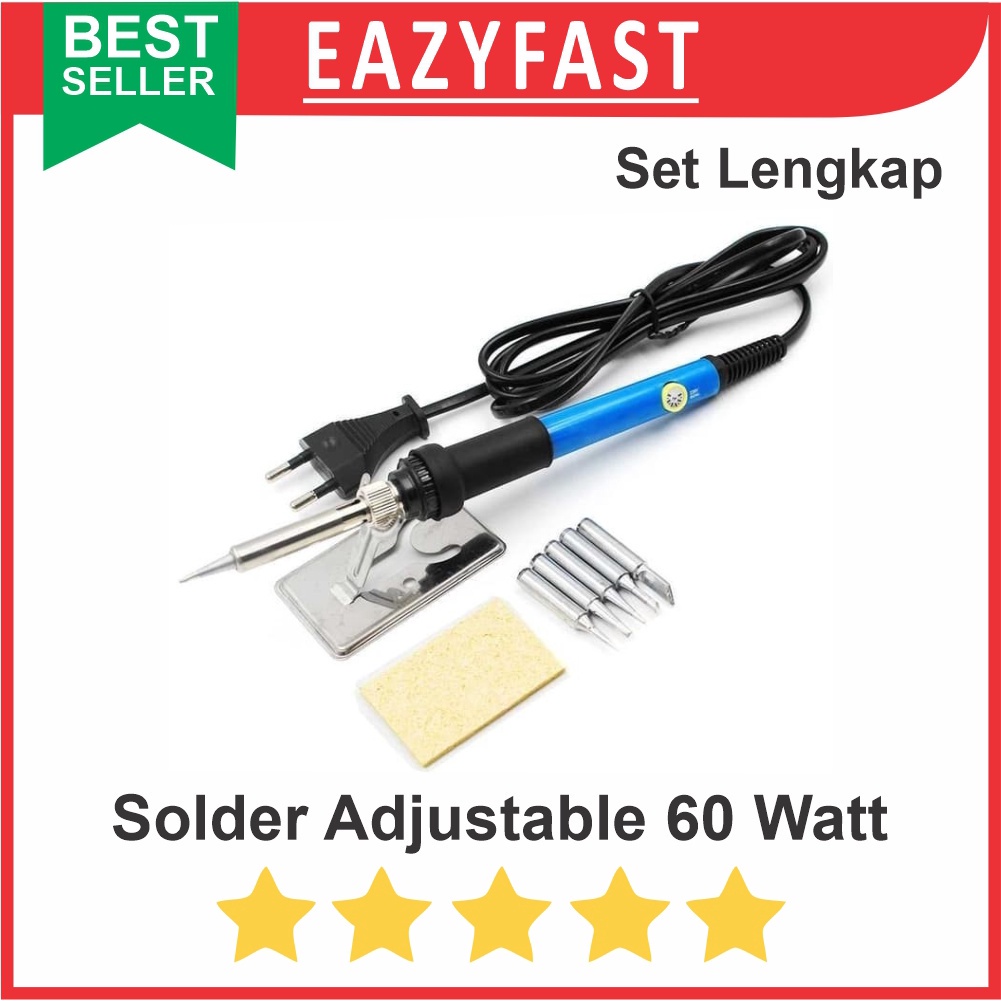 Jual Solder Adjustable 60W Atur Suhu Temperature 60 Watt Set Mata Lengkap | Shopee Indonesia