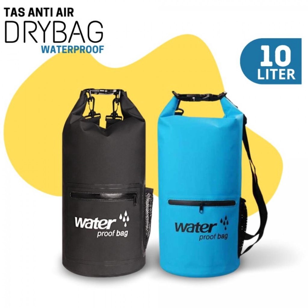 Jual Dry Bag Tas Anti Air Waterproof Outdoor Bucket with Extra Pocket 10L | Shopee Indonesia